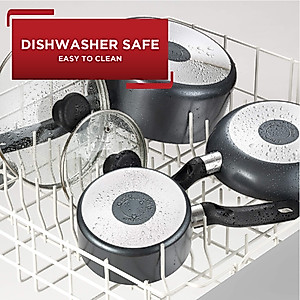 T-fal Initiatives Ceramic Nonstick Fry Pan Set 8.5, 10.5 Inch Oven Safe 350F Cookware, Pots and Pans, Grey