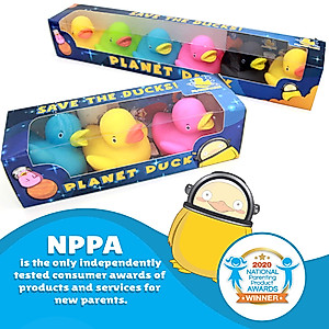 Fun Rubber Ducks - Soft Squeak & Squirt Baby Bath Toy Set - Fun Upright Floating 3 & 6 Packs - Yellow Pink Blue Green Black - Ducky Kids Birthday Gift - 2.5 Inch Duckies