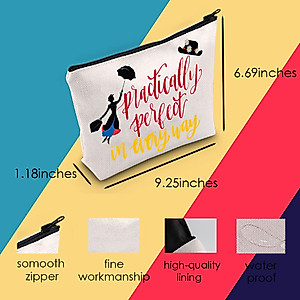Mary Cosmetic Make up Bag Mary Gift Practically Perfect in Every Way Makeup Zipper Pouch Bag for Women (Practically Perfect)