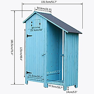 Large Garden Locker, Wooden Backyard Storage Cabinet, Outdoor Storage Shed, Garages Rack Shelves with Plastic Feet, Waterproof Tool Shed for Mower (Size : 181.5cm-A2)