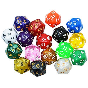 SmartDealsPro 10-Pack 20 Sided Dice D20 Polyhedral Dice for DND RPG MTG Table Game (Color 1)