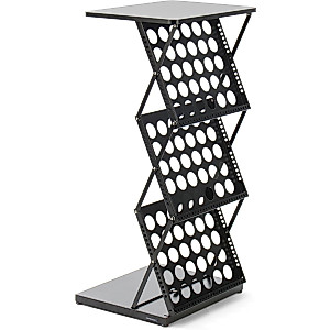 Displays2go Collapsible Magazine Holder, Multiple Pocket, Steel, MDF – Black (6LPBKTBK)