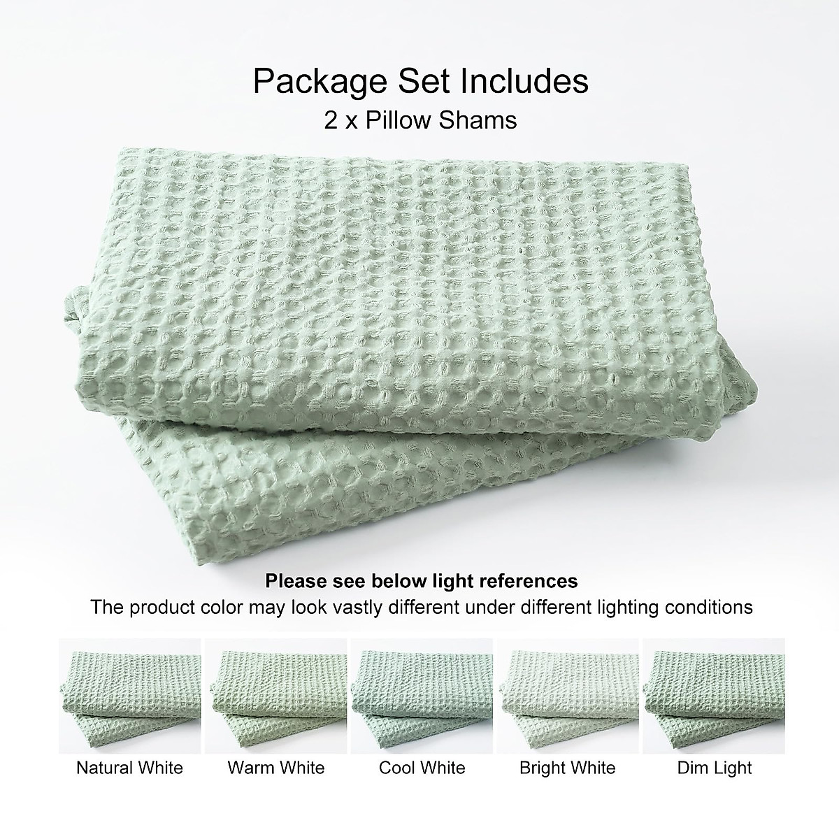 PHF Ultra Soft Waffle Weave Pillowcases Standard Size 20" x 26" 2 Pack, No Insert, Breathable Skin-Friendly Pillow Shams, Decorative Waffle Weave Pillow Case Covers, Sage Green