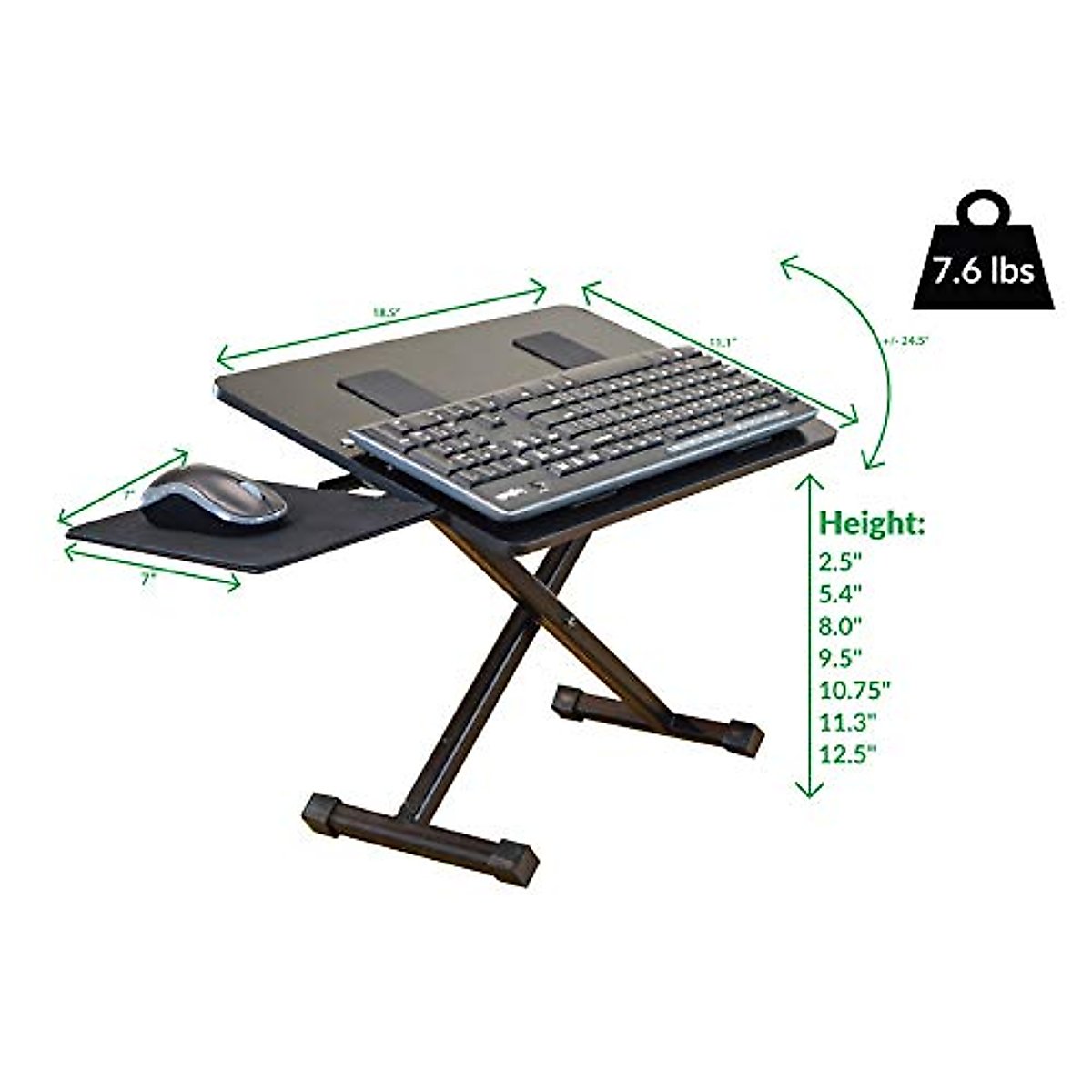 KT3 Ergonomic Computer Keyboard Stand Adjustable Height Angle Negative Tilt for standing up raise keyboards to standing height sit stand up on desk riser holder tray platform lift above desk black