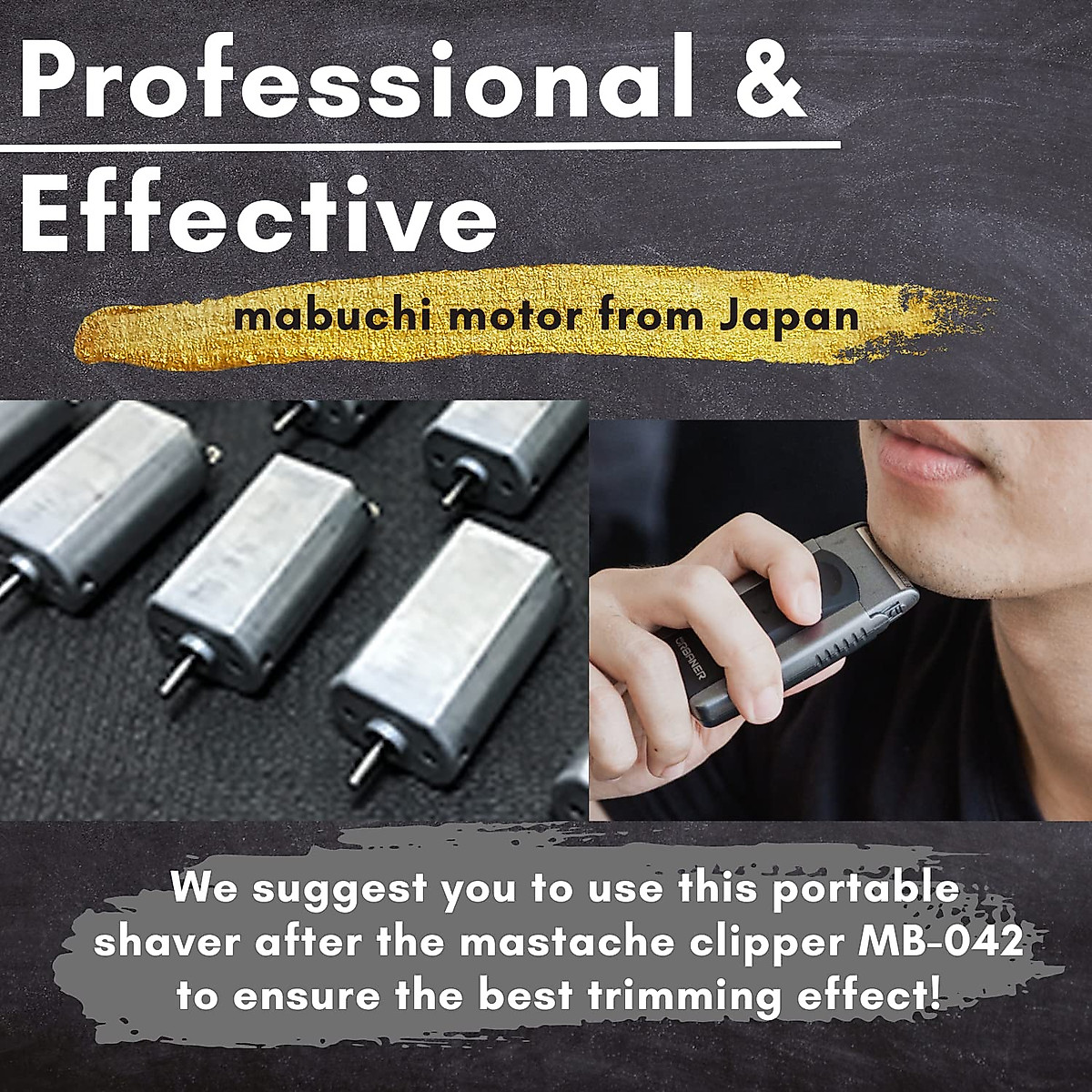 RBANER Battery Powered Beard Shaver for Men, Portable Electric Clipper, Cordless Facial Hair Trimmer, Safe Blade, Single Foil Professional Mini Razor, MB-043