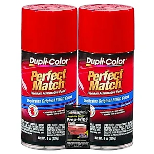 Dupli-Color Cardinal Red Exact-Match Automotive Paint for Ford Vehicles - 8 oz, Bundles with Prep Wipe (3 Items)