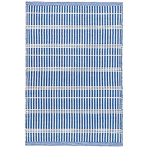 Dash and Albert Marlo French Blue Handwoven Indoor/Outdoor Rug, 8 X 10 Feet, Blue Stripe Pattern