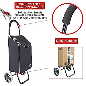 dbest products Trolley Dolly Sport Foldable Shopping cart for Groceries with Wheels and Removable Bag and Rolling Personal Handtruck Carrito de Compras con Ruedas, Black