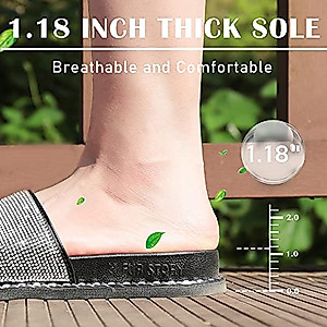 Fur Story Womens Slides House Slippers Rhinestone Glitter Slides Cozy Bedroom Slippers Shower Shoes Cute Slippers for Women Platform Sandals