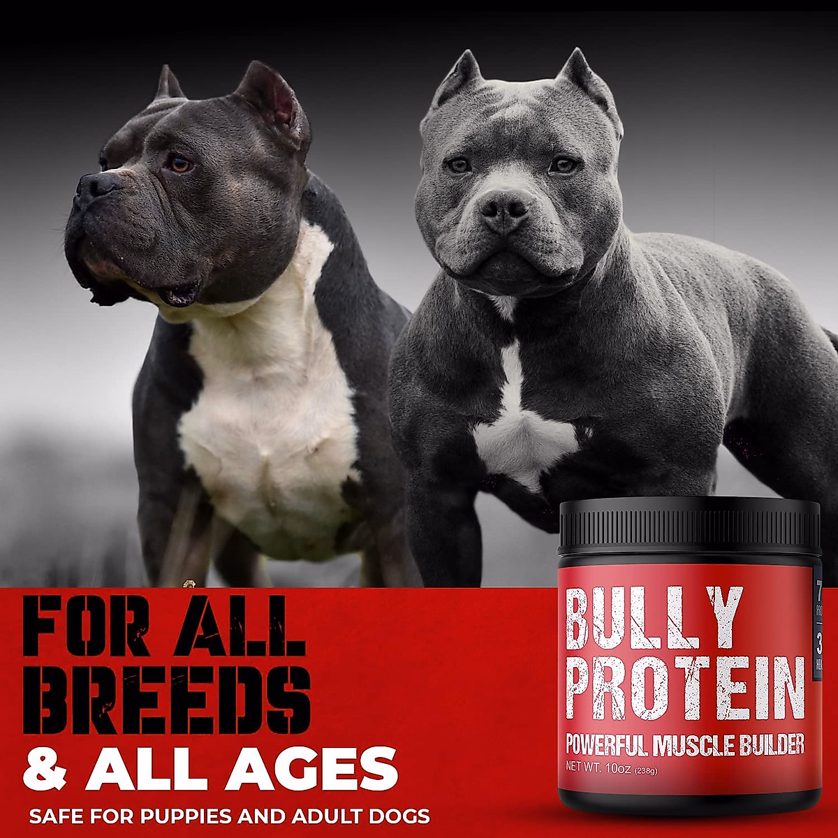Bulk EM' UP! Real Meat Bully Protein Muscle Bulker | 283mg Pure Protein Powder for Bullys and Dogs | Daily Protein for Your Pitbull, Fast Gains. 30 Day Supply (60 Servings) Bully/Dog Protein
