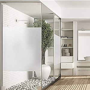 Instruban Window Privacy Film, Frosted Glass Covering for Bathroom, Opaque Static Cling Heat Control Door Sticker for Office Living Room, Non-Adhesive (Matte, 35.4 x 78.7 inches)