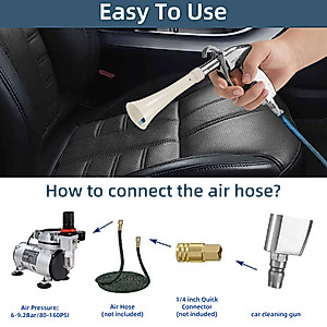 WBLLG Air Blow Gun High Pressure Air Blow Gun with 2 Set Nozzle, Interior Car Cleaning for Vehicle Upholstery Carpet Seat
