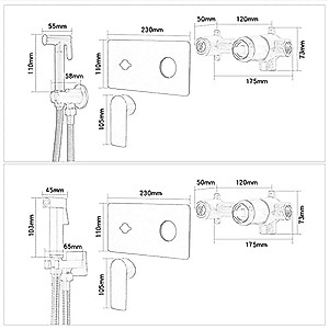 NBAAYIK Hand Held Bidet Sprayer Black Wall Mounted Bathroom Toilet Bidet Mixer Spray Kit Single Handle Bathroom Shower Bidet Taps Spray Toilet Cleaning Faucet-B