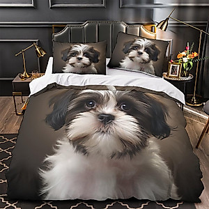 EVMILA Cute Puppy Comforter Covers Duvet Cover Quilt Cover for Boys Girls 3D Printed Dogs Bedding Set with Zipper Closure Soft Microfiber with Pillow Cases 3 Pieces Queen（228x228cm）