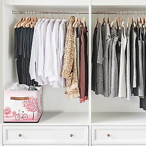 13x13x13 Storage Cube Bins Pink Bike Hearts Tree Fabric Storage Cubes 13 inch Collapsible Storage Bins Valentine's day Cubby Storage Baskets for Organizing Shelf Cabinet Bookcase Boxes