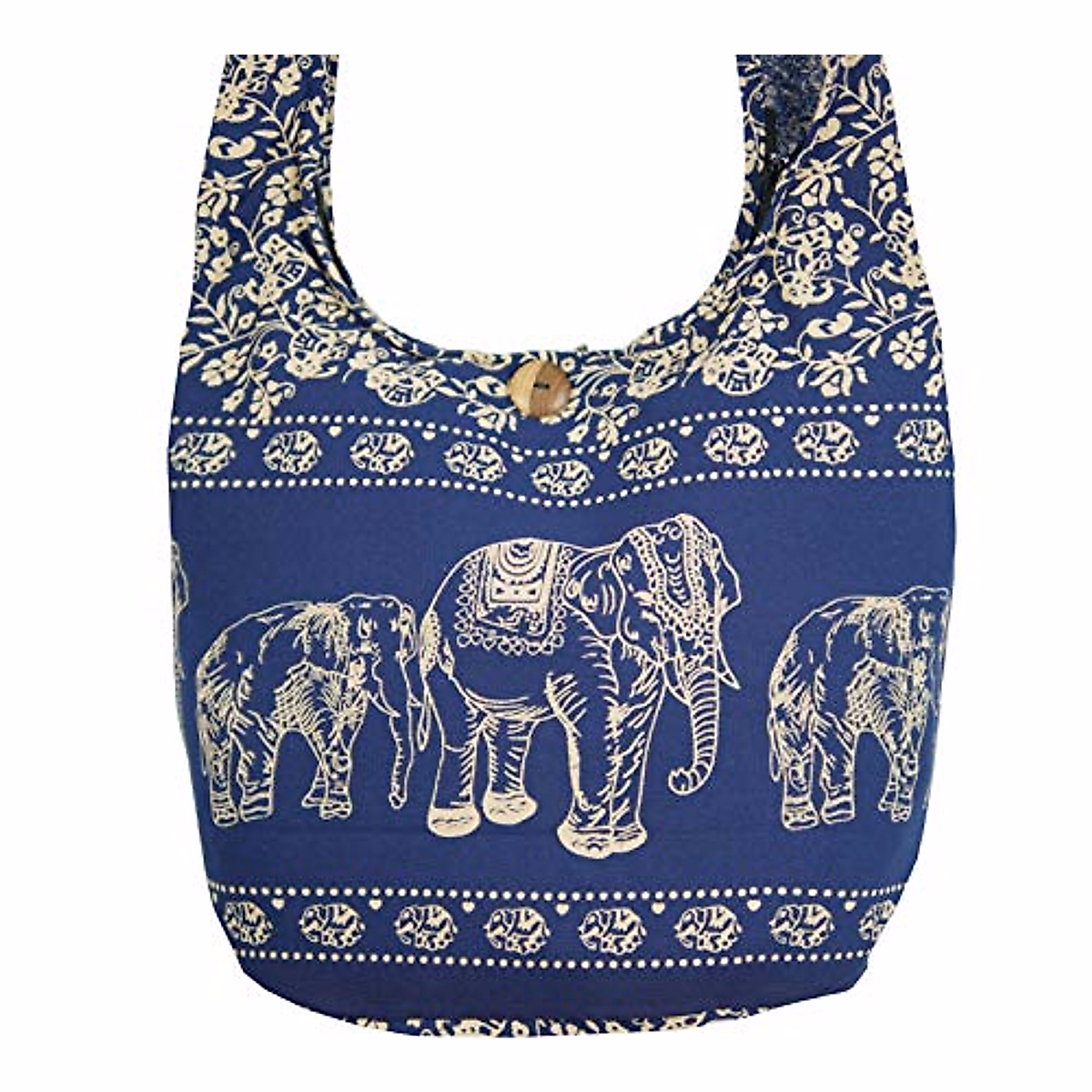 PumPumpz Hippie Boho Elephant Crossbody Bohemian Gypsy Sling Shoulder Bag Medium Size (Twins Elephant Navy)