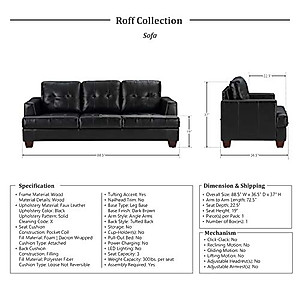 Lexicon Roff Living Room Sofa, Black