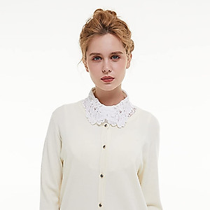 Shinywear Women's Peter Pan Collar Detachable Lace Half Shirt, Style 2 White