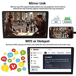 Android Double Din Car Stereo Hikity 9 Inch Ultra-thin Touch Screen Radio with GPS Navigation Bluetooth FM Radio Receiver Support WiFi Connect Mirror Link for Phone with Dual USB Input + Backup Camera