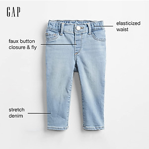GAP Baby Girls Pull on Skinny Jeans, Dark Wash, 12-18 Months US