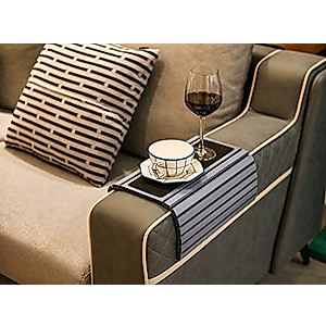 Sofa Arm Tray Table Slinky Secure/Flexible/Foldable Couch Tray Table with Non-Slip Mat for Drinks, Food, Phone or Remote. Sustainable Slinky Bamboo Design (16.5" L x 13.25" W x 0.4" H, Grey)