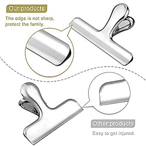 Whaline 8 Pack Stainless Steel Chip Clips Set, 4.7'' & 3'' Chip Bag Clips Heavy Duty Food Clips Round Edge Air Tight Seal Grip for Office Kitchen Home Usage Storage (2 Large and 6 Small Size)