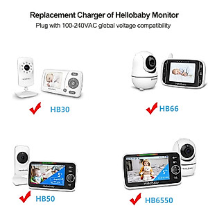6V Power Charger Cord for HelloBaby HB32 HB28 H24 HB32RX RJ-AS060600U003, DXR-5 Breg D0660 Baby Monitor Charger, GPX PC308B PC332B PC108B PC800 Portable CD Player Power Supply AC Adapter, 6.6 ft