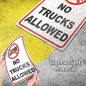 No Trucks Sign - 8x12 Aluminum No Big Trucks Sign - No Truck Parking Signs - No Trucks Allowed Sign - Private Road No Truck Turnaround Sign