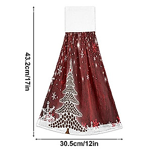 SUABO Christmas Tree Hanging Kitchen Towel 2pcs Home Decorative Tie Towels Soft Hand Towels Loop for Bathroom Farmhouse Housewarming Tabletop, 12x17Inches