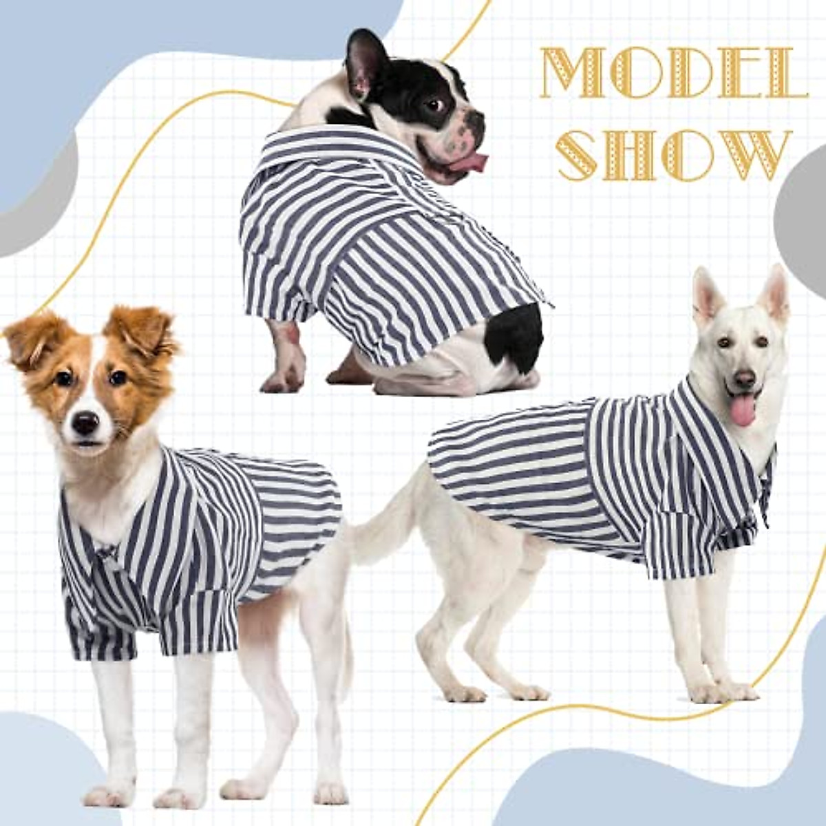 Dog Shirt, Pet Puppy Stripe Clothes, Adorable Outfit T-Shirt for Small Medium Large Male Female Cats Dogs, Breathable Soft Kitten Apparel for Birthday Party Photos Halloween Thanksgiving Christmas