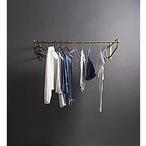 VEGAINDOOR City Edition Wall Mounted Clothes Rack for Hanging Clothes , Retail Display Clothes Rod ,Garment Rack, Space Saving Wall Mount Garment Bar, Gold Clothing Rack ,39.4" (Gold)