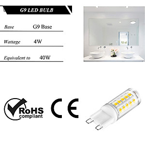 SumVibe G9 LED Bulb Dimmable, 4W G9 LED Bulb Daylight White 6000K, G9 Halogen Bulb 40 Watt Replacement, 6-Pack