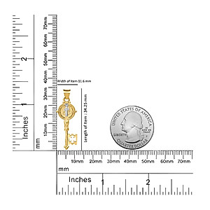 Diamond2Deal Gift for Mothers Day 14K Yellow Gold with Rhodium Plated Religious Crucifix Cross Key Pendant Fine Jewelry for Women (L- 34.25 mm W- 11.6 mm)