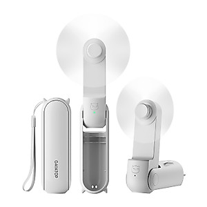 Gaiatop Portable Foldable Small Fan, Mini Hand Held Fan with USB Rechargeable 2000mAh Battery, Eyelash Fan for Girls, Travel For Women, Outdoor, White