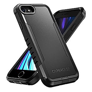 CAPERCASE Everyday Carry Series for iPhone se case, iPhone 8 case, iPhone 7 case, iPhone se 2022 case, iPhone se case 2020, Men Hard Shockproof Protective case, Black