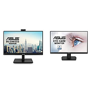 ASUS 23.8” 1080P Video Conferencing Monitor (BE24EQSK) Full HD, IPS, Built-in Adjustable 2MP & VA24EHE 23.8” Monitor 75Hz Full HD (1920x1080) IPS Eye Care HDMI D-Sub DVI-D,Black