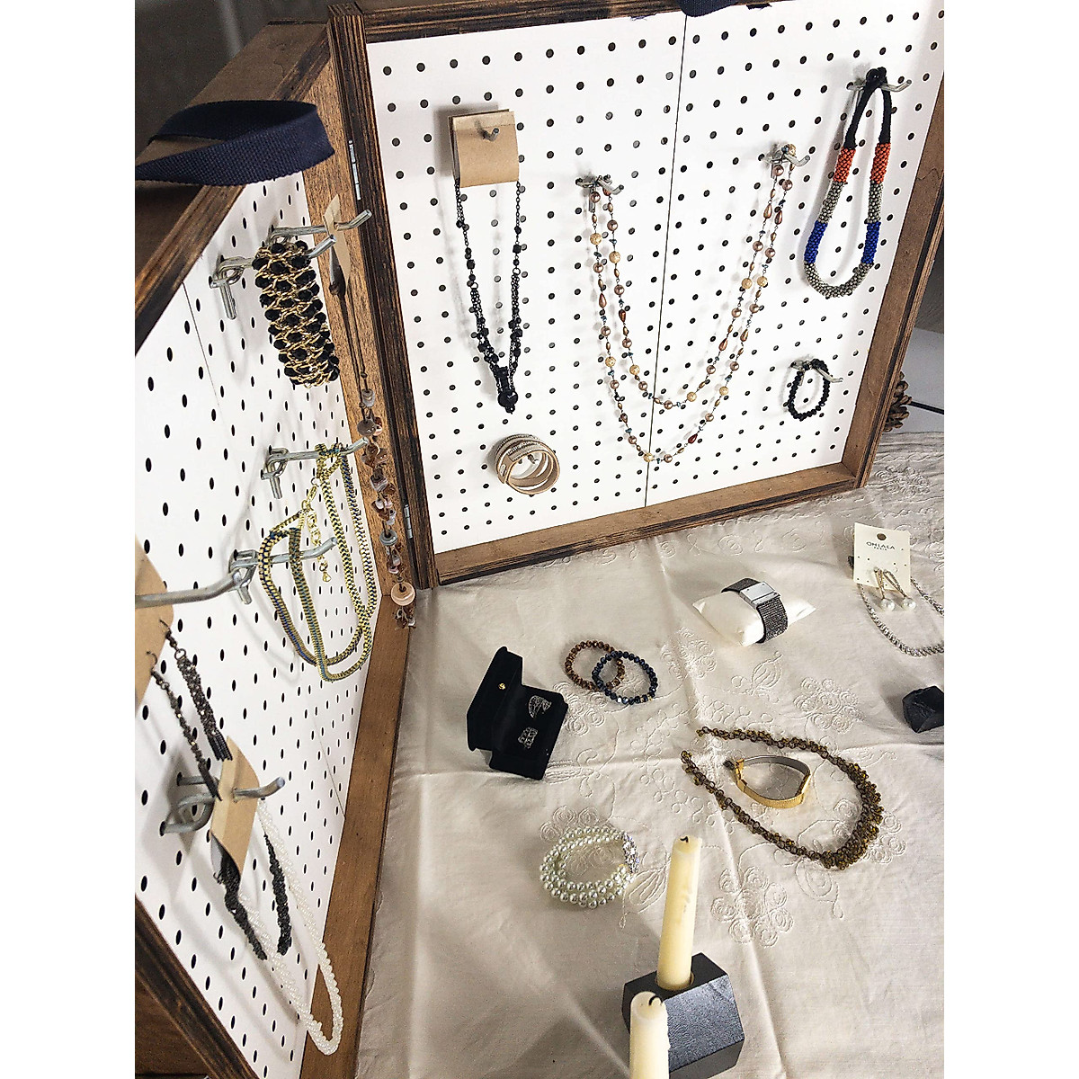 Unroofed&Sky Portable Pegboard Display Stand for Craft Shows - Paparazzi Jewelry Display White