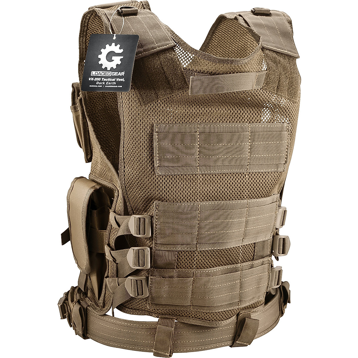 Barska Loaded Gear VX-200 Tactical Vest – Adjustable MOLLE Vest with Rifle & Pistol Mag Pouches, Holster, Utility Pouch, and Emergency Drag Handle