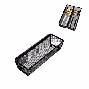 Sanzhi Mesh Silverware Tray Drawer Organizer, Metal mesh ware tray Utensil Mesh Drawer Organizer Storage Cutlery Tray Knives Fork for Kitchen Office Desktop