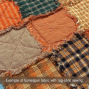 Nutmeg Brown Cotton Homespun Plaid Fabric by JCS - Sold by The Yard