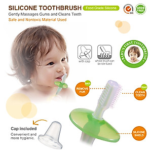 Simba Soft Bristle Silicone Baby Toothbrush with Milk Residue/Fur Scrubber (Orange)