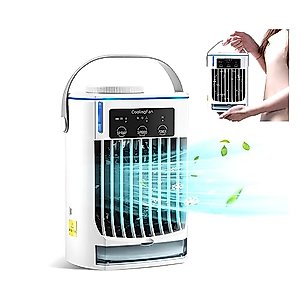 Portable Air Conditioner Fan, Small Air Conditioner Cooling Fan with 3 Fresh Wind Speeds and Handle, Personal USB Rechargeable Air Cooler, for Car Bedroom Office Home Tent Camping