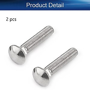 Yinpecly 2Pcs M12×60mm 1.75mm Pitch Length 304 Stainless Steel Round Domed Head Square Neck Carriage Bolts Silver Tone