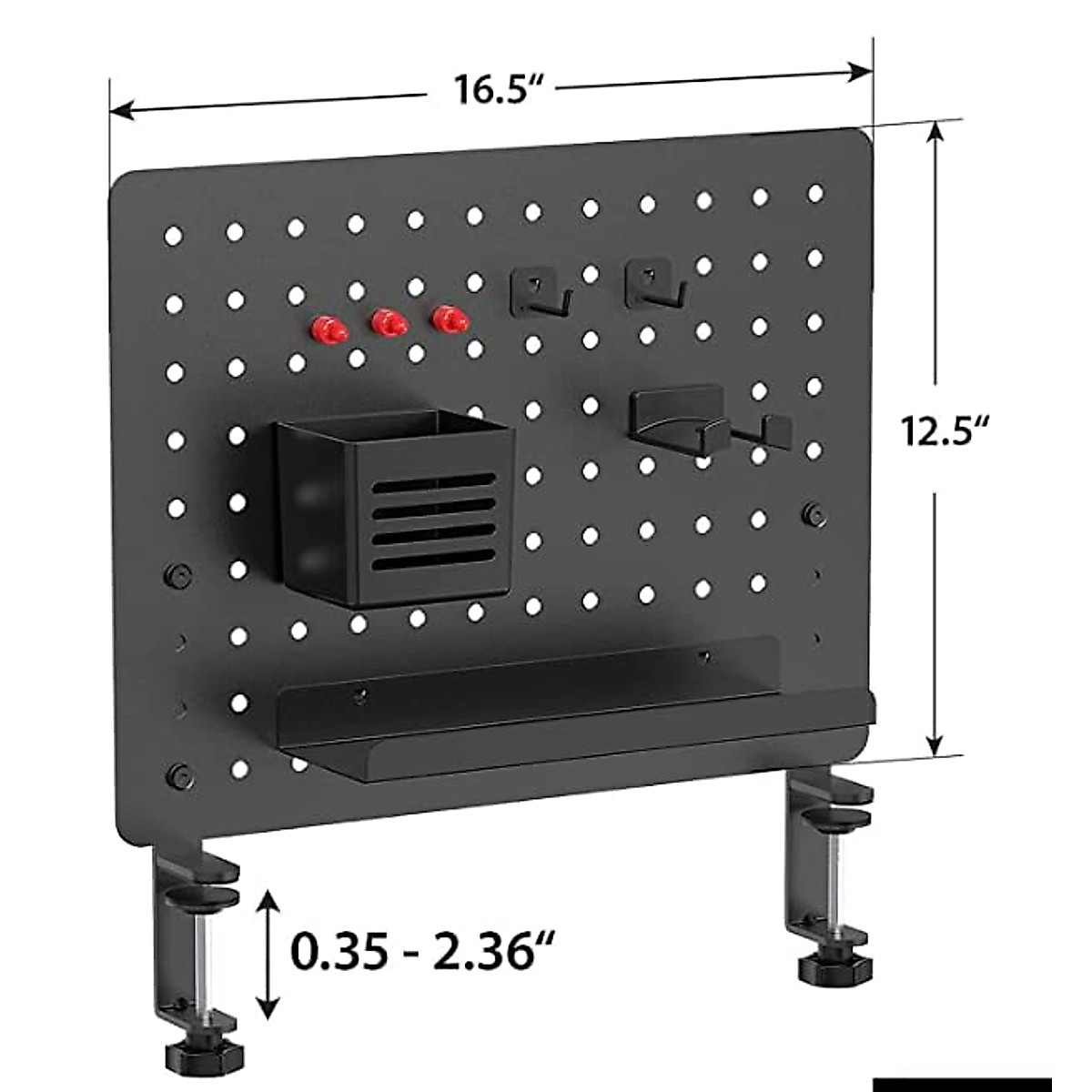 G-PACK PRO Clamp-on Desk Pegboard, Standing Desk Accessories for Office, Gaming Desk Organizer, Privacy Panel for Desk, Work Desk Organizer, 16.5 x 12.5-inch, S1 Black