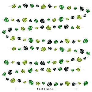 46 Ft Tropical Party Decorations Green Palm Leaves Garland Banner for Summer Hawaiian Luau Wild One Safari Beach Birthday Bachelorette Engagement Wedding Bridal Baby Shower Jungle Leaf Party Supplies