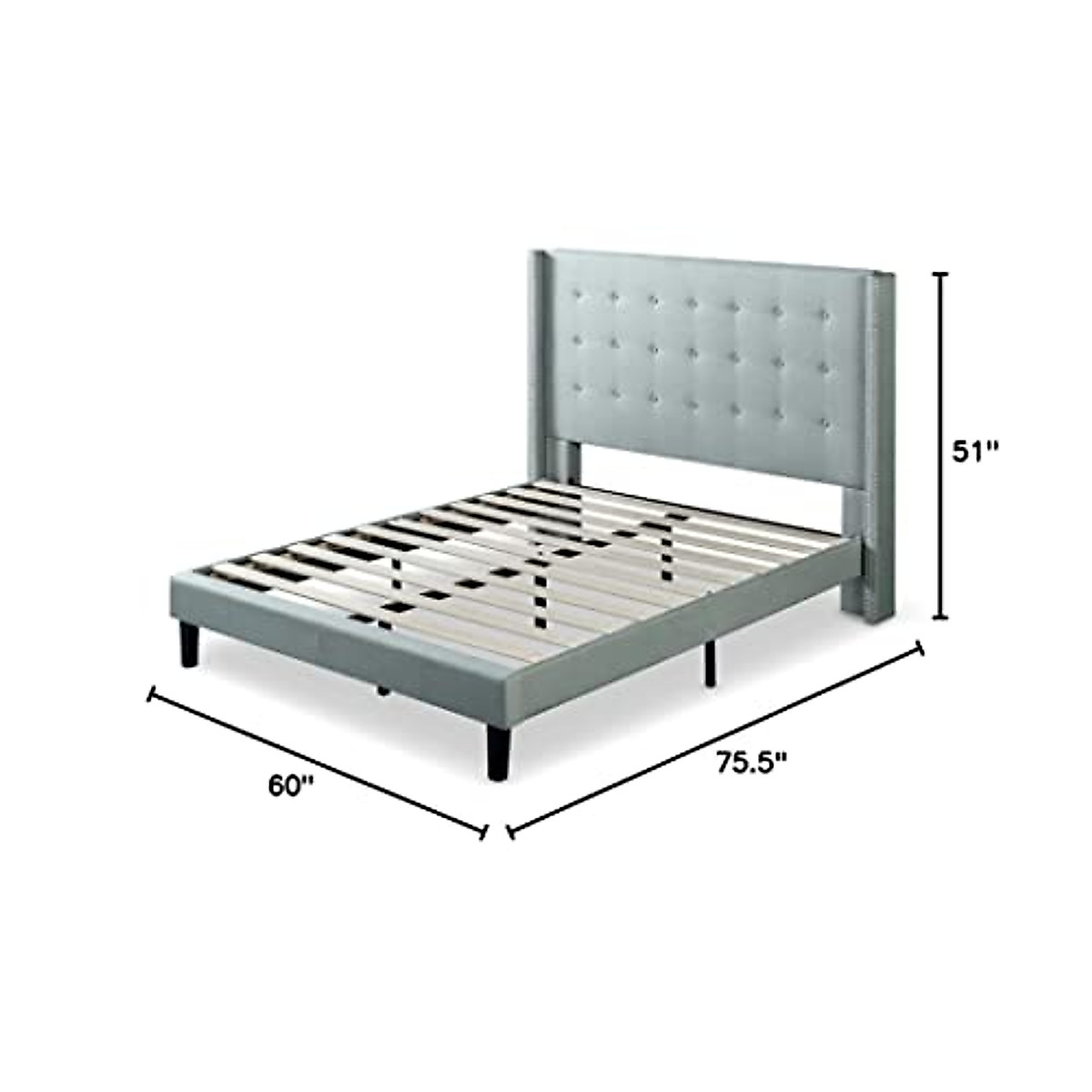 ZINUS Kendra Upholstered Platform Bed Frame with Wingback Headboard / Mattress Foundation / Wood Slat Support / No Box Spring Needed / Easy Assembly, Full