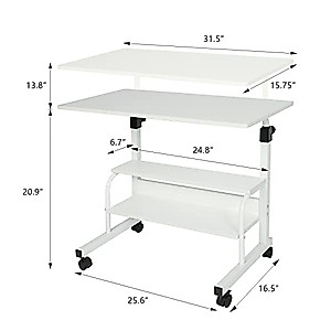 Computer-Desk Office-Desk, Small-Folding Gaming-Laptop Home-Office Desks for Small Spaces, Writing Study Desk Table with Storage for Home Bedroom, Adjustable Height 32×16×25-36 inches (White)