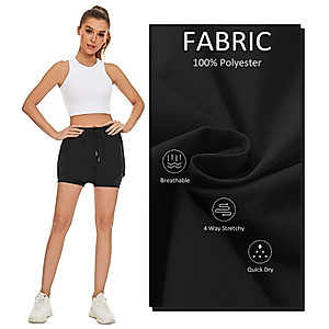 Taydey Women's Quick-Dry Running Workout Sports Shorts(Black L)