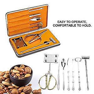Crab Tool, 8Pcs Crab Leg Crackers and Tools Stainless Steel Nut Lobster Cracker Opener Set Seafood Claw Tool Set Hammer Spoon Shaving Scissors Axe Fork Tweezers Little Chopping Block with Package Box