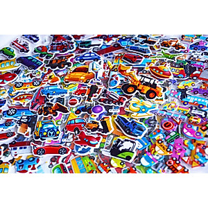 Kids Cars and Trucks Stickers Party Supplies Pack, 20 Different Sheets, Boy Stickers, Vehicle Stickers for Kids Toddler Boys with Cars, Fire Trucks, Construction, Buses, Airplane, Rocket and More